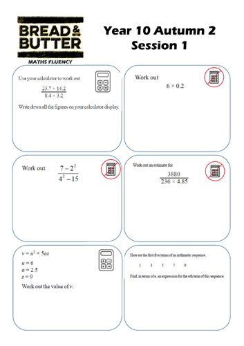 KS4 Numeracy Worksheets - Bread & Butter Questions | Teaching Resources