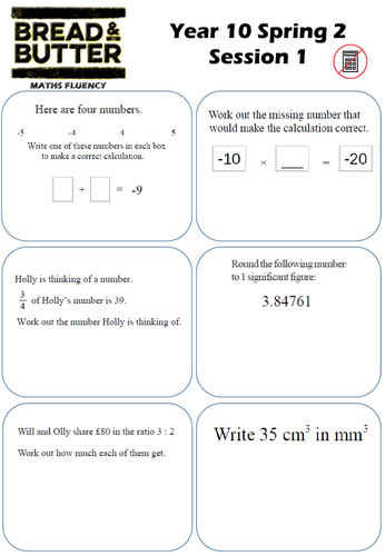 KS4 Numeracy Worksheets - Bread & Butter Questions | Teaching Resources