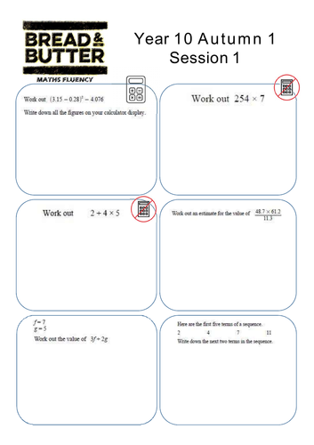 KS4 Numeracy Worksheets - Bread & Butter Questions | Teaching Resources