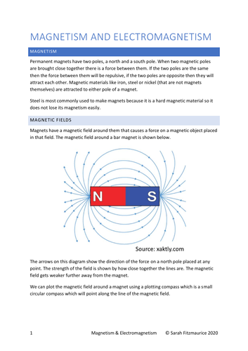 Magnetism and Electromagnetism GCSE Physics Summary Notes | Teaching ... Magnetism and Electromagnetism GCSE Physics Summary Notes | Teaching ...
