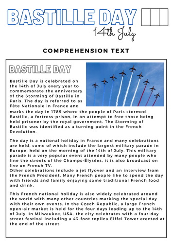Bastille Day Activity Resource Pack | Teaching Resources