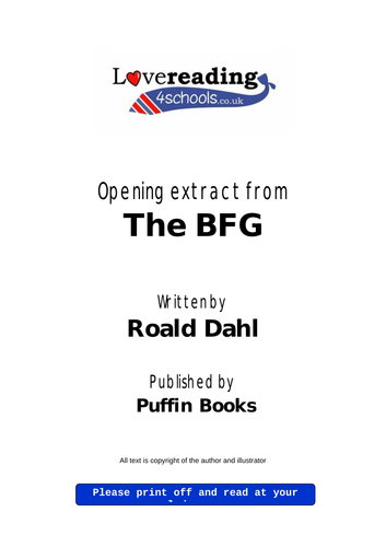 The BFG - Whole Class Reading Session! | Teaching Resources