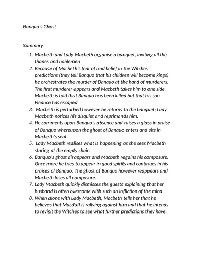 GCSE ENGLISH LITERATURE MACBETH - BANQUO'S GHOST - revision aid ...