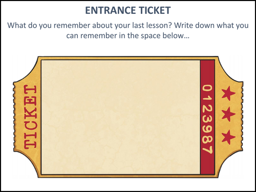 Entrance Ticket | Teaching Resources