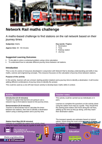 Network Rail maths challenge | Teaching Resources