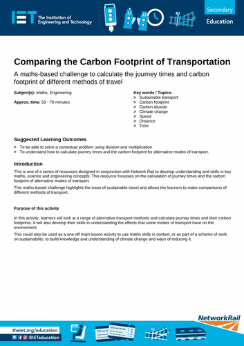 Comparing the carbon footprint of transportation | Teaching Resources