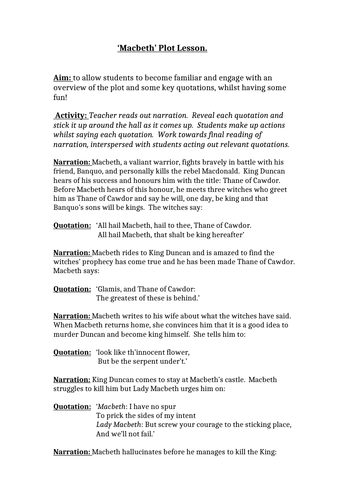 Macbeth Plot Lesson | Teaching Resources