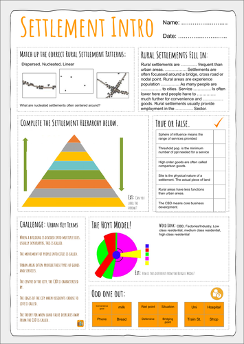 GCSE Geography Settlements Worksheet (with answers) | Teaching Resources