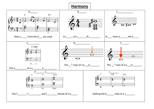 Harmony Keywords Worksheet (Music) | Teaching Resources