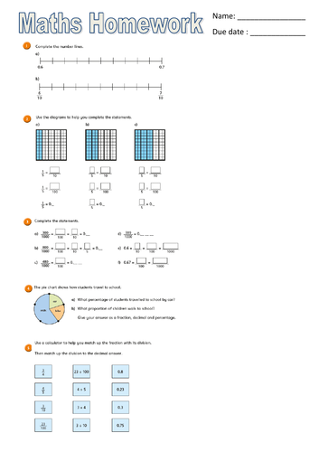 WRM - Year 7 - FDP - Homework | Teaching Resources