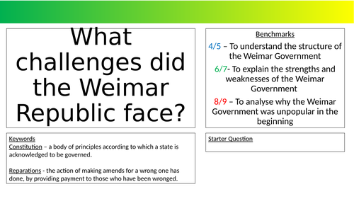 What challenges did the Weimar Republic face? | Teaching Resources