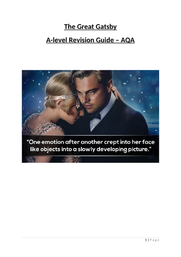 The Great Gatsby Revision Guide A-Level AQA | Teaching Resources