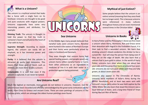 Unicorn Comprehension | Teaching Resources