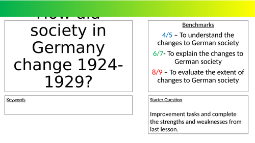 How did society in Germany change 1924-1929? | Teaching Resources