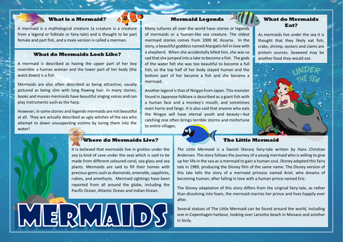 Mermaid Comprehension | Teaching Resources