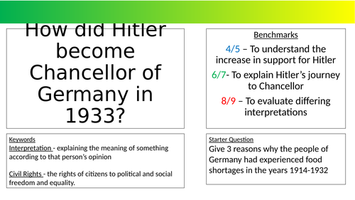 How did Hitler become Chancellor of Germany in 1933? | Teaching Resources