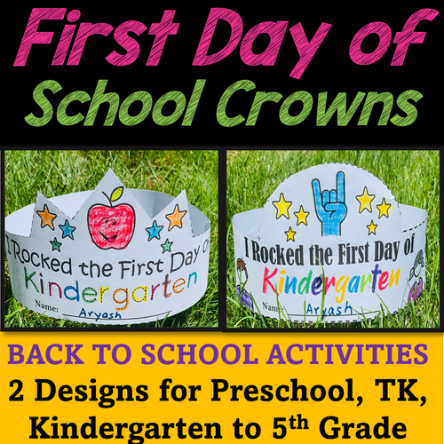 First Day of School Crown/ Hats for Preschool, TK to 5th Grade| Back to ...