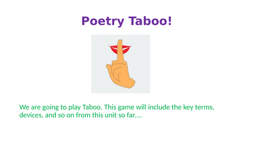Poetry and Punctuation Taboo Game for GCSE and/ or A-level Students ...