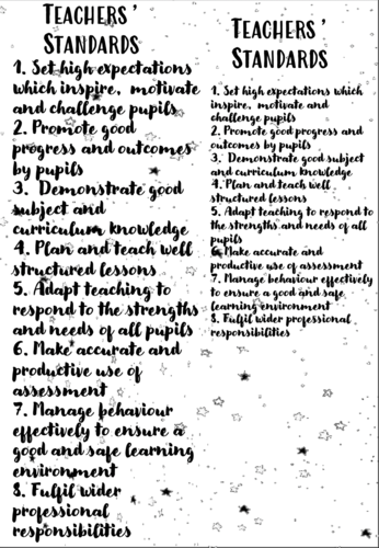 Teachers' standards and Rosenshine's principles for your diary/ folder ...