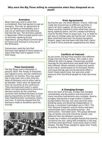 AQA 9-1 Paris Peace Conference (L1) | Teaching Resources