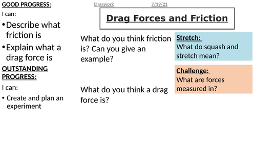 Activate P1 Forces - Drag Forces and Friction (KS3) | Teaching Resources