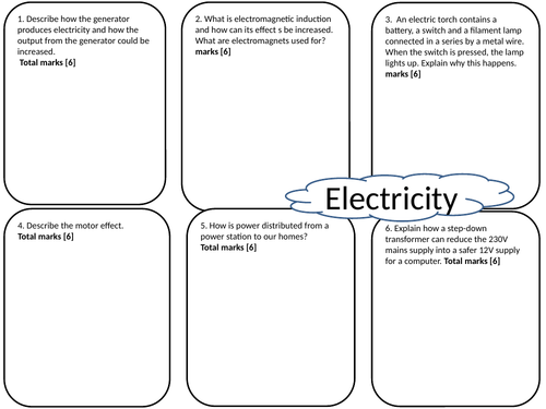 Electricity 6 mark questions GCSE | Teaching Resources