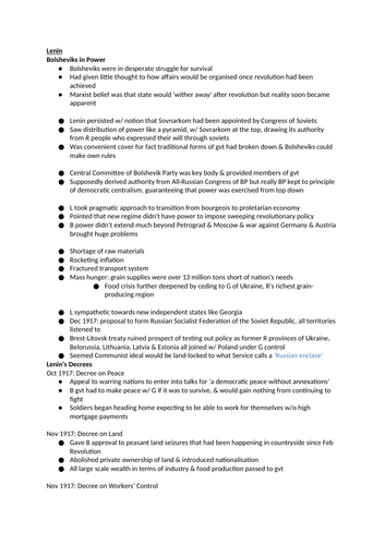 Russia 1894-1941 Complete Notes | Teaching Resources
