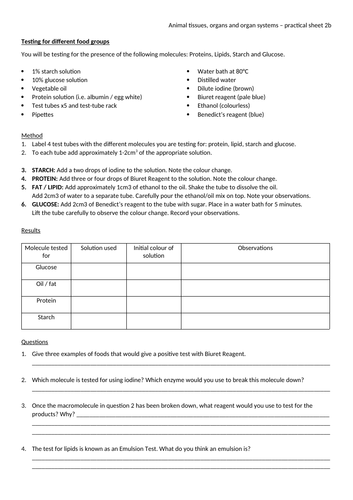 AQA Biology GCSE Organisation in Animals / Animal tissues, organs ...