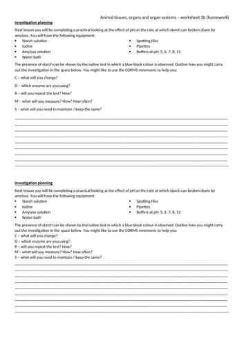 AQA Biology GCSE Organisation in Animals / Animal tissues, organs ...