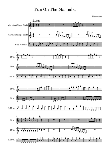 FUN on the marimba/sheet music. 3 part arrangement for beginners ...