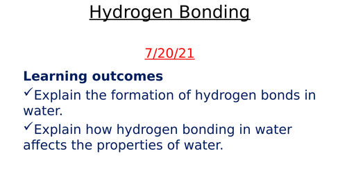 Marine Science : Particle Theory and Bonding (Water) | Teaching Resources