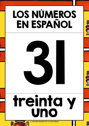 SPANISH NUMBERS 0-31 POSTERS FLASHCARDS | Teaching Resources