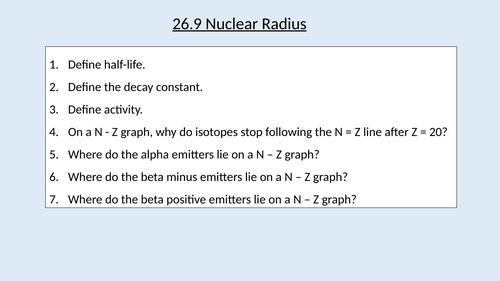 A level Physics (26.9) Nuclear radius (Radioactivity) | Teaching Resources
