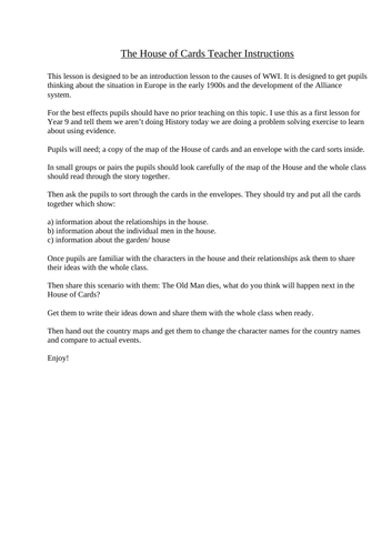 Causes of WWI Introduction Lesson | Teaching Resources