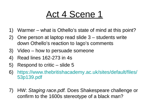 Othello for AQA English Literature A-level | Teaching Resources