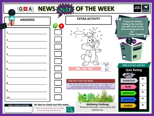 News Quiz Back to School | Teaching Resources