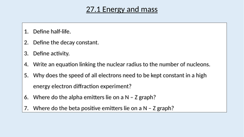 A level Physics (27.1) Energy and mass (Nuclear energy) | Teaching ...