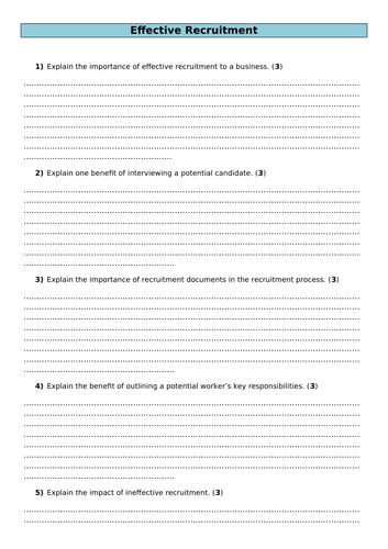 Effective Recruitment - GCSE (9-1) Business | Teaching Resources