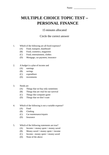 Personal Finance - Lesson 4 | Teaching Resources