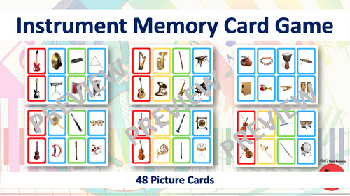 Music Instruments Memory Card Game | Teaching Resources
