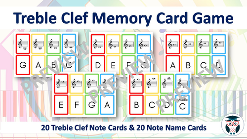 Treble Clef Notes Memory Card Game | Teaching Resources