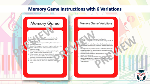 Treble Clef Notes Memory Card Game | Teaching Resources