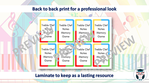 Treble Clef Notes Memory Card Game | Teaching Resources