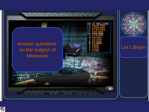 Who wants to be a millionaire, Maths ( Measurement) KS2 | Teaching ...