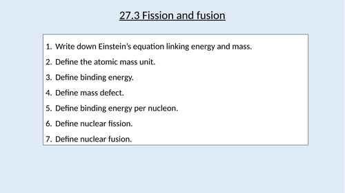 A level Physics (27.3) Fission and fusion (Nuclear energy) | Teaching ...