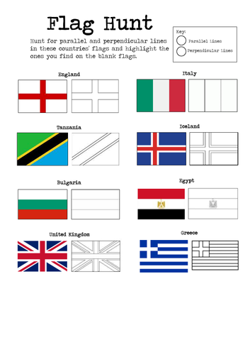 Parallel and Perpendicular Line Flag Hunt | Teaching Resources