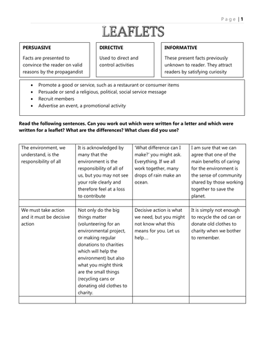 LEAFLETS | Teaching Resources