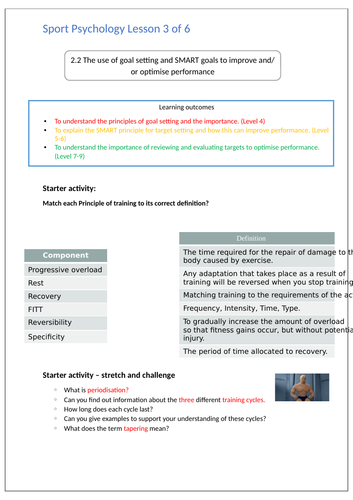 GCSE PE Edexcel Topic 2 Sport Psychology | Teaching Resources