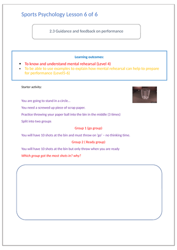 GCSE PE Edexcel Topic 2 Sport Psychology | Teaching Resources