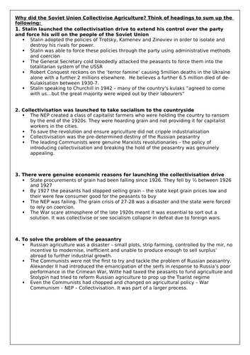 Stalin Collectivisation | Teaching Resources